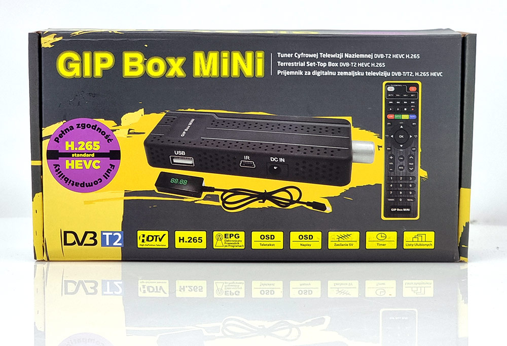 Odbiornik DVB-T/T2 GIP Box Mini LED HEVC